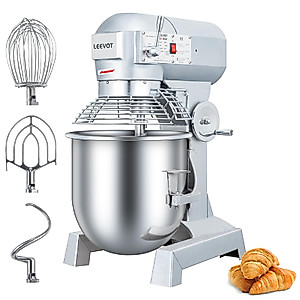 LEEVOT 30Qt Commercial Food Mixer, Commercial Dough Mixer 1250W 3-Speeds Adjustable, Heavy Duty Electric Stand Mixer with Stainless Steel Bowl for Kitchenaid and Pizzeria (Simple)