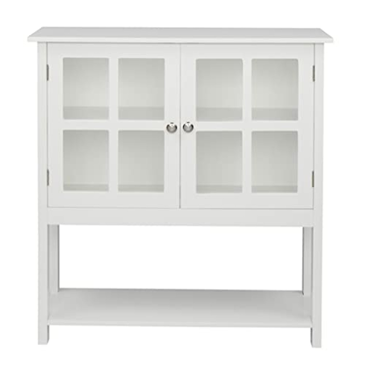 SEASD MDF CNC Painted Sideboard FCH 80 * 28 * 83.8cm Transparent Double Door Double Internal Compartment with Bottom Storage Shelf