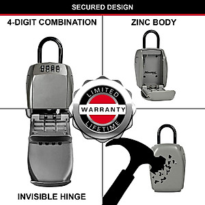 Master Lock Heavy Duty Key Lock Box, Outdoor Lock Box for House Keys, Key Safe and Combination Lock, 5 Key Capacity, 5414EC