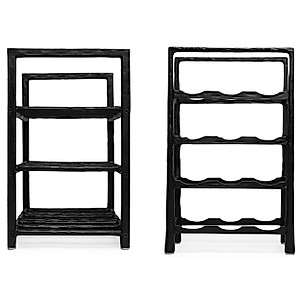 BIRDROCK HOME 12 Bottle Wine Rack - Free Standing Stand - Kitchen Countertop - Black Forged Metal - Vertical Shelf Storage Cabinet - Holder