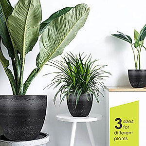 Fetanten Large Plant Pots Indoor, 14.5 Inch 12.5 Inch 10.5 Inch Resin Thicken Porch Outdoor Planter with Drainage Holes Plug for Plants Flowers and Tomato Vegetable Planting