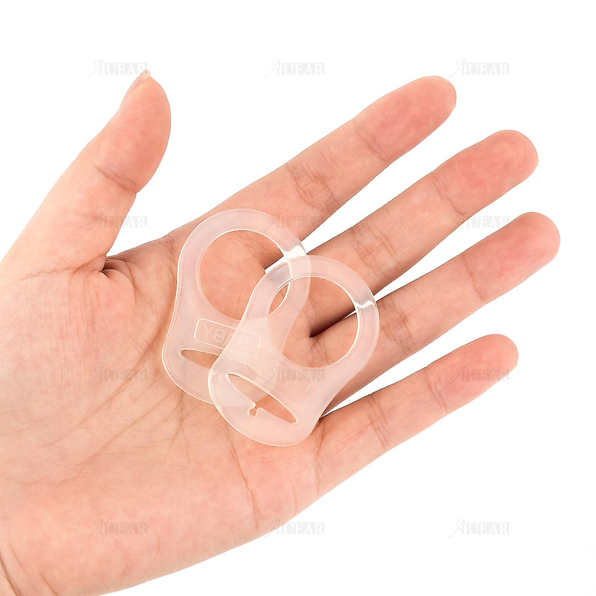 AUEAR, 10 Pack Silicone Adapter Rings Holder for Nipple Pacifier Clip Food Grade Transparent Color