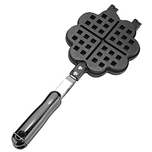 Heart Shape Cast Iron Waffle Maker, Non-stick Double Side Waffle Cake Mold Pot for Household Cafe Restaurant