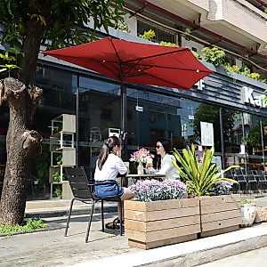 villacera 9' Outdoor Patio Half Umbrella with 5 Ribs, Fade Resistant Condo or Townhouse Umbrella in Red