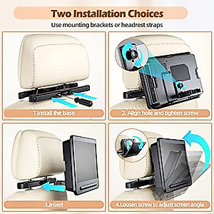 10.5" Dual Portable DVD Player for Car with 1080P HDMI Input, DESOBRY Rechargable Car DVD Player Dual Screen Play A Same or Two Different Movies, 5-Hour Battery, Support USB,AV in/Out, Last Memory