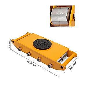 Dollate 12T 26400lbs Machine Skates Heavy Duty Machine Dolly Skate Machinery Moving Skate with 360° Rotation Cap & 8 Steel Wheels, Machinery Mover for Industrial Moving Equipment