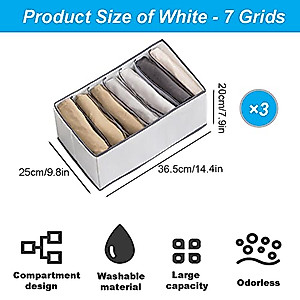 Ujk-TyLun 3Pcs Upgraded Wardrobe Clothes Organizer, PP Board Large Jeans Organizer Box, Washable Foldable Thickened Drawer Organizer Compartment Storage for Tshirt, Pants (White)