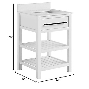 DHP Camden 24” Bathroom Vanity, White with Black Towel Rack