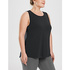 BALEAF Women's Plus Size Workout Tank Tops Loose Fit Sleeveless Athetic Running Exercise Shirts Black XXL