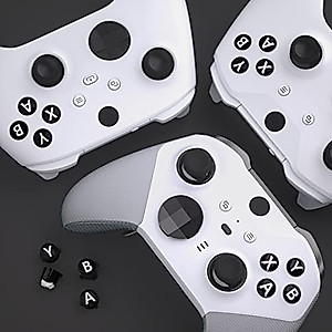 eXtremeRate Replacement Custom ABXY Action Buttons for Xbox Series X & S Controller, Three-Tone Black & Clear with White Classic Symbols A B X Y Keys for Xbox One S/X, Elite V1/V2 Controller