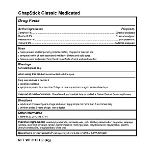 Chapstick Classic Medicated Lip Balm & Skin Protectant Tube, Relieves Chapped Lips, 0.15 Ounce Each (1 Blister Pack of 2 Sticks), 2 Count (Pack of 1)