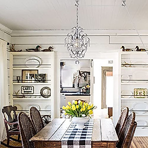 Plug in Pendant Lights with K9 Crystal，Hanging Lamp with 15Ft Clear Cord & On/Off Switch，Mini Chandelier for Closet Living Room Girls Room Bedroom Nursery