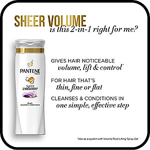 Pantene Pro-V 2 in 1 Shampoo & Conditioner, Sheer Volume with Collagen, 12.6 Ounce