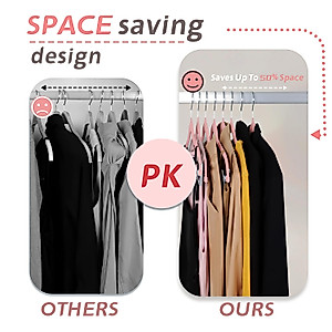 ManGotree Trouser Hangers with Movable Clips, Non-Slip Velvet Clothes Hangers, Space-Saving Skirt Hangers for Shirts, Pants, Dresses, Skirts, Coats (18 Pack, Pink)