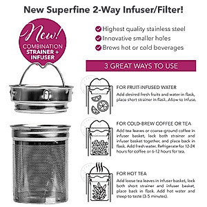 Teabloom All-Beverage Tumbler – 15 oz / 450 ml – Tempered Glass Travel Bottle – Hot and Cold Tea Infuser – Cold-Brew Coffee – Fruit-Infused Water – Tea Tumbler – The Pathfinder