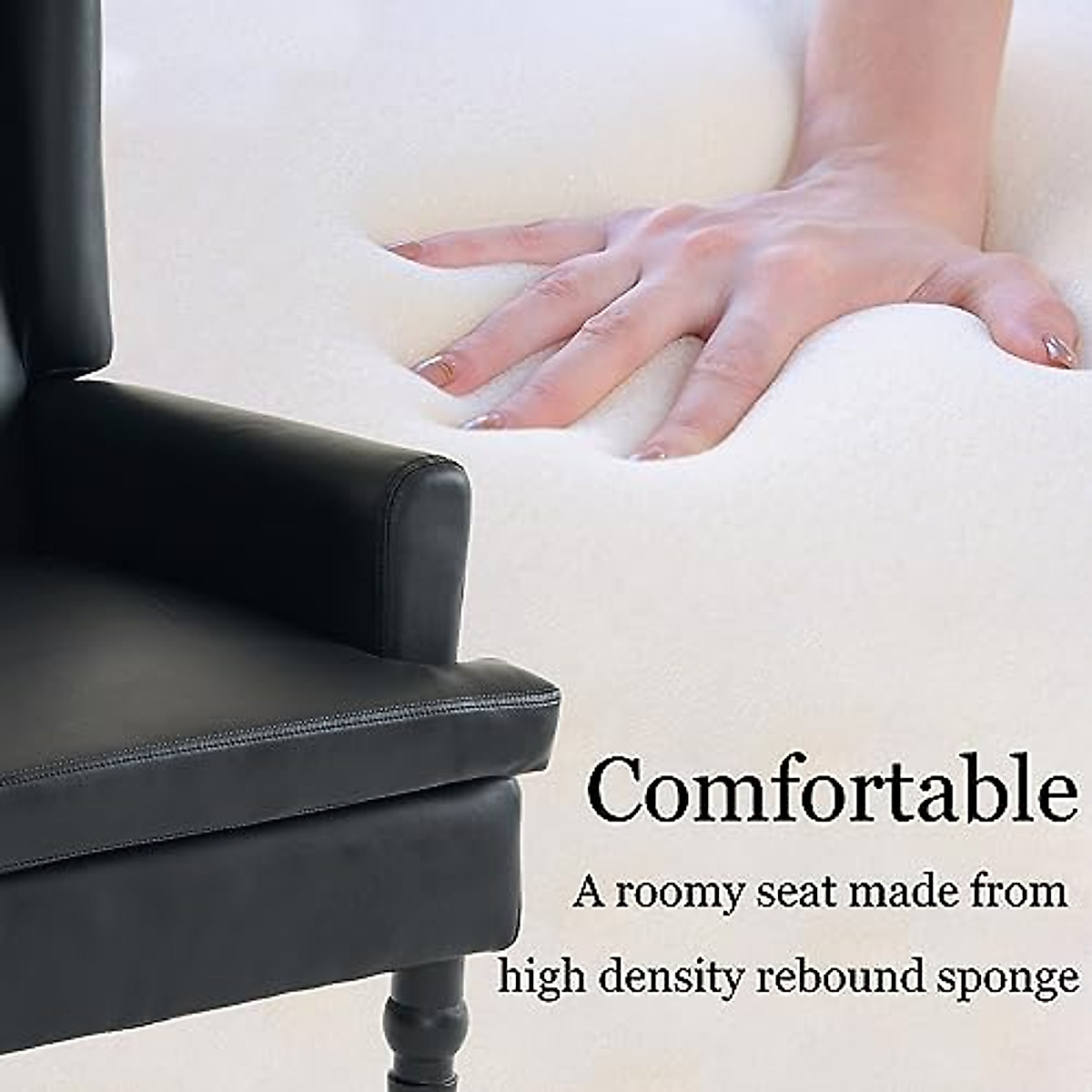 LOVSPATIO Faux Leather Accent Chair, Mid-Century Upholstered Living Room Chairs, Comfy Single Recliner Sofa with Arm and Wood Legs for Bedroom Waiting Room Office - Black