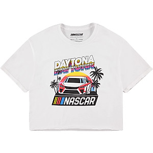 NASCAR Ladies Racing Fashion Shirt - Ladies Classic Racing Tee Crop Top Tee (White, X-Large)