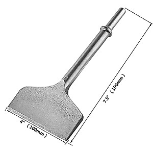 Firecore 4-inch Wide Air Chisel Bit, 0.401 Inch Shank Tile & Thinset Scaling Chisel Thinset Scraper Wall and Floor Scraper Tile Remover Work with Air Chisel Hammer (4" X 7.5")