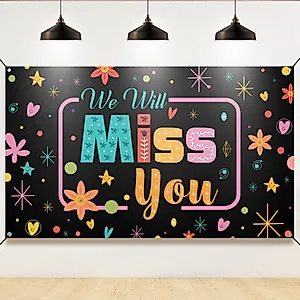 We Will Miss You Backdrop, Going Away Party Decorations, Farewell Photo Booth Props Banner for Graduation, Goodbye, Retirement Party Decorations, Sturdy, Vibrant Colors, Fabric, PHXEY