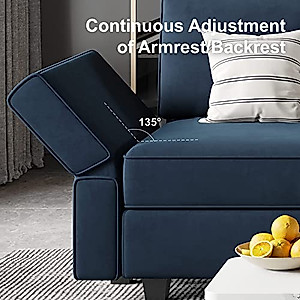 Belffin Modular Sectional Sofa U Shaped Couch with Storage Seat Reversible Sectional Sofa Couch with Chaise Velvet Blue