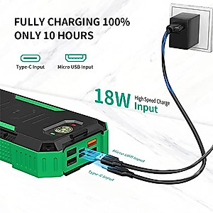 Solar Charger Solar Power Bank, Portable Charger 40000mAh PD22.5 Wireless Charging, Solar battery QC4.0 Fast Carging,6 Output & 2 Input External Battery, Dual Flashlight IP54 Waterproof Outdoor