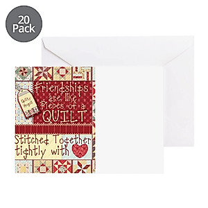 CafePress Quilting Friendships Greeting Cards Greeting Card (20-pack), Note Card with Blank Inside, Birthday Card Matte