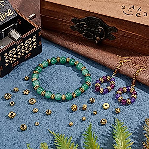 NBEADS About 100g Tibetan Style Alloy Spacer Beads,20 Styles Random Mixed Metal Flower Cone Round Column Spacer Beads for DIY Jewelry Craft Making