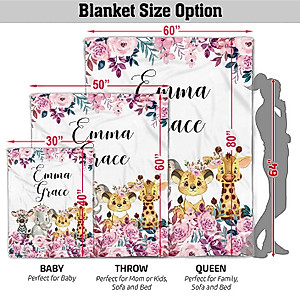 Jump Up Personalized Rose Safari Baby Blanket,Jungle Animal Baby Blanket,Baby Safari Nursery,Jungle Crib