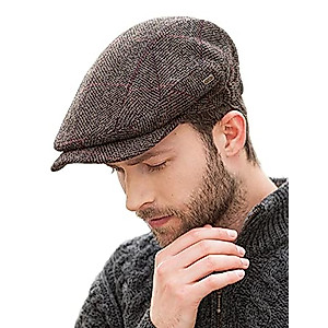 Mucros Weavers Men's Quiet Man Cap, Irish Tweed Flat Cap, Brown, XL