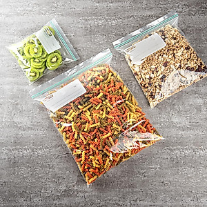 Restaurantware Bag Tek 2 Gallon Storage Zip Bags 25 Disposable Zipper Pouch Bags - Double Zipper Greaseproof Clear Plastic Zip Bags With Write-On-Label For Food Organization And Storage