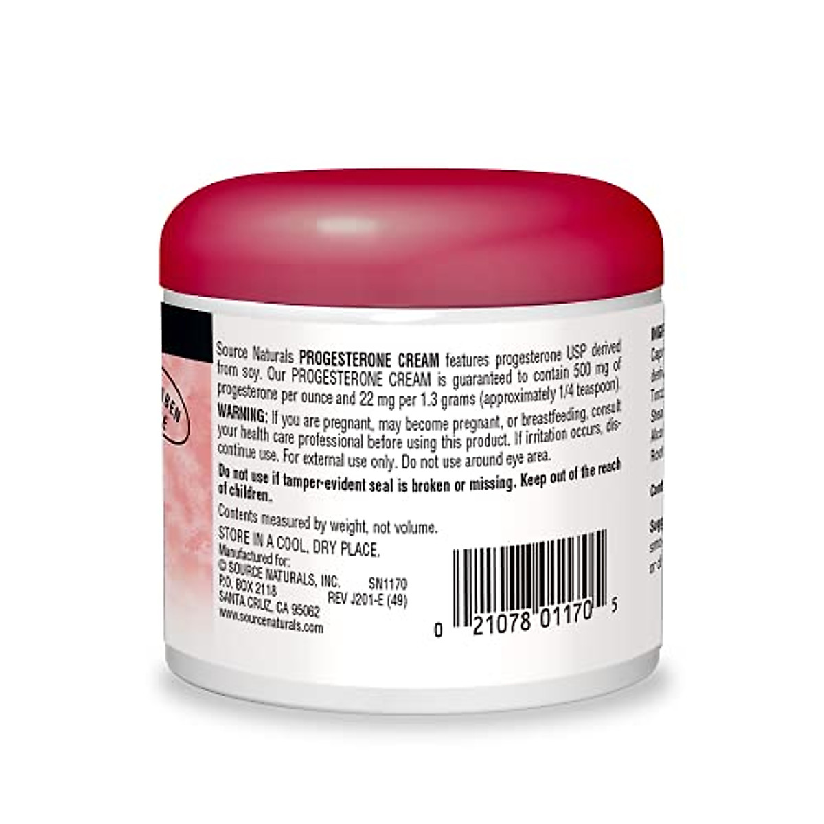 Source Naturals Progesterone Cream - Women's Health Support - High Purity, Paraben Free - 4 Ounce Jar