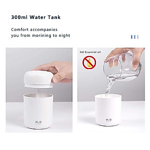 Cool Mist Humidifier, 300ml Mini Portable Humidifier with Multicolor LED Night Light, 2 Mist Mode and Auto Shut-Off, Personal Desktop Humidifier for Home Office Nursery, Super Quiet