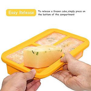 2 Pack Silicone Freezing Tray with Lid Makes 4 Perfect 1-Cup Portions, Easy-Release Silicone Freezer Tray, Food Freezer Mold, Freeze and Store Soup, Broth, Sauce, Leftovers Container, Soup Mold