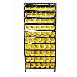 Steel Dragon Tools® TLPB60 60 Parts Bin Shelving Organize with Plastic Bins for Garage, Shop, and Home Storage
