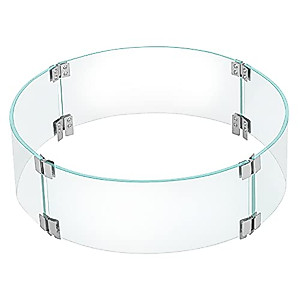 BALI OUTDOORS Round Gas Fire Pit Glass Wind Guard, 20 x 6 inch Clear Tempered Glass Flame Shield, Fire Table Accessory Shield for Outdoor, Garden, Patio, Backyard