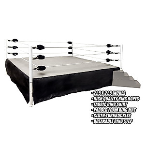 Ultimate Wrestling Ring Deluxe Playset with Barricade, Ring & Commentators Tables for Wrestling Action Figures