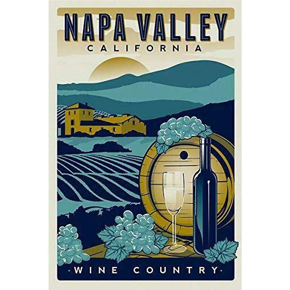 MAGNET 3x5 inch Vintage Art NAPA Valley California Wine Country Sticker (ca Travel rv) Magnetic vinyl bumper sticker sticks to any metal fridge, car, signs