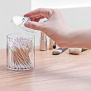 AXX Qtip Dispenser Apothecary Jars Bathroom - Qtip Holder Storage Canister Clear Plastic Jar for Cotton Ball,Cotton Swab,Q-Tips,Cotton Rounds