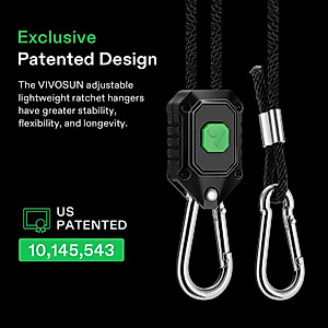 VIVOSUN 2-Pair 1/8 Inch Adjustable Grow Light Hanger, Heavy Duty Rope Hanger with Reinforced Metal Gears, 8Ft. Long and 150 lbs Weight Capacity Rope for Grow Light, Inline Fan, Filters