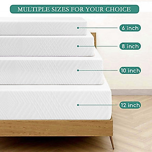 Queen Size Mattress, 8" Memory Foam Mattress with Green Tea & Cooling Gel Infused for Cool Sleep and Pressure Relief, Medium-Firm, Bed in A Box, Made in USA, CertiPUR-US Certified (Queen)