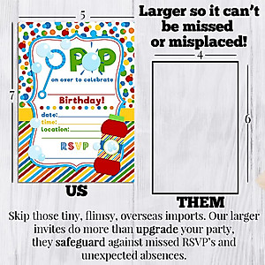 Bubble Birthday Party Invitations, 20 5x7 Fill In Cards with Twenty White Envelopes by AmandaCreation…