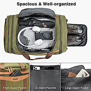Celvetch Canvas Duffle Bag for Travel - 45L Duffle Bag for Men Travel Duffel Bag Weekender Overnight Bag with Shoe Compartment Mens Travel Bag - Army Green