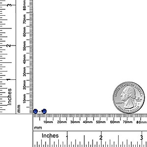 Gem Stone King 14K White Gold Blue Created Sapphire Stud Earrings For Women (1.04 Cttw, Round 3MM)