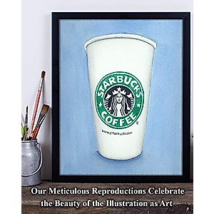 Starbucks Watercolor - Great Coffee Bar Accessories, Dining Room and Kitchen Decor, Coffee Station Display, Starbucks Decoration Gift, Gift for Coffee Lovers, 11x14 Unframed Art Print Poster