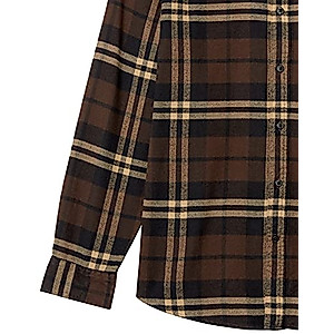 Amazon Essentials Men's Long-Sleeve Flannel Shirt (Available in Big & Tall), Dark Brown Plaid, Large