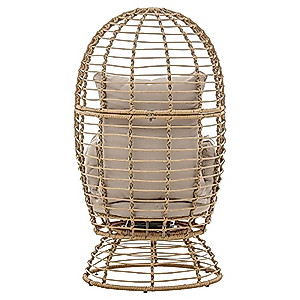 Barton Oversized Egg Style Wicker Chair w/Canopy & 4 Cushions Swivel Outdoor Patio Lounge Basket