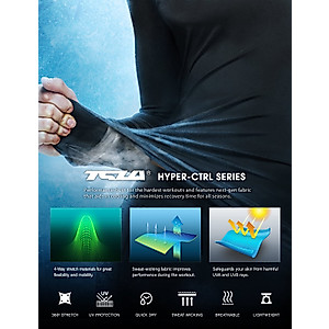 TSLA Women's Sports Compression Shirt, Cool Dry Fit Long Sleeve Workout Tops, Athletic Exercise Gym Yoga Shirts, 3pack Black/Black/Black, Small