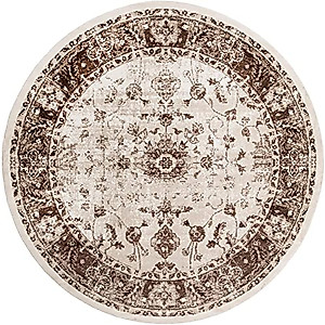 Unique Loom Rushmore Collection Area Rug - Lincoln (10' 8" Round, Cream/Beige)