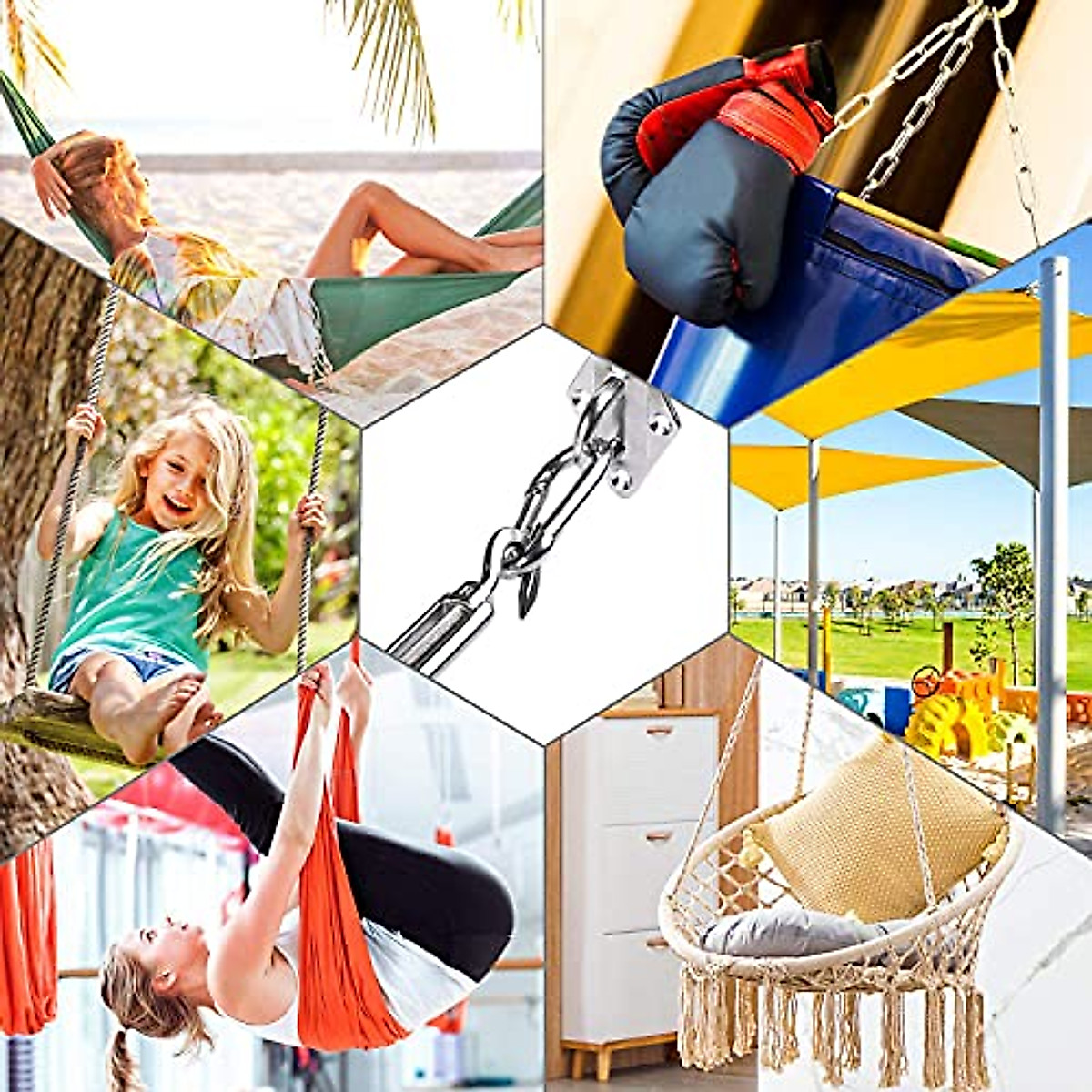 Shade Sail Hardware Kit, 6 inch Heavy Duty Awning Attachment Set for Garden Triangle and Square, Rectangle - 304 Stainless Steel Sun Shade Sail Fixing Hardware Accessories Kit