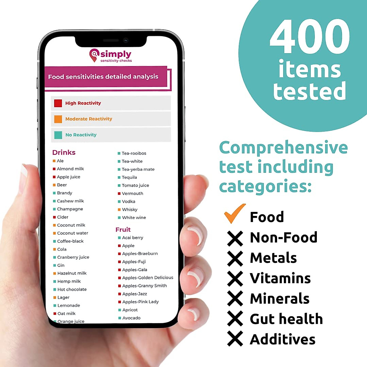 Basic Food Sensitivity Test by SSC, 400+ Items Tested | Hair Strand Food Intolerance Test Kit| Food & Drink Sensitivities, Intolerance Testing Kit for Adults